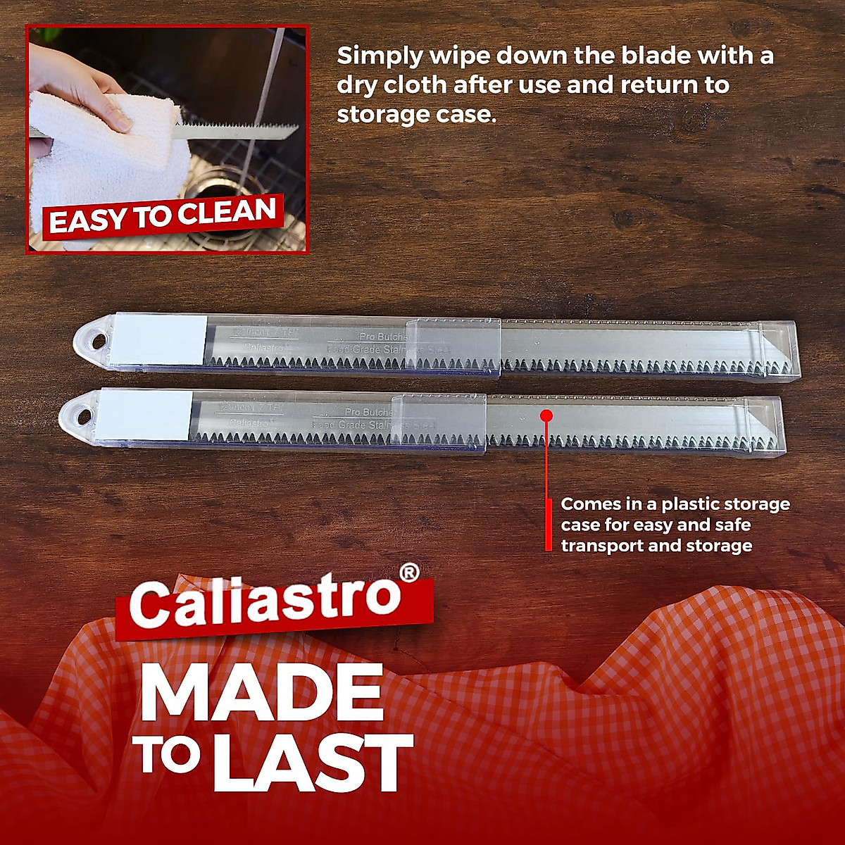 12-Inch Stainless Steel Frozen Meat Bone Cutting Saw Blades for Reciprocating and Sawzall Saws - 5 Pack - Caliastro