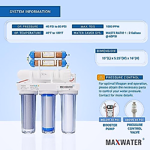 Max Water 6 Stage 100 GPD (Gallon Per Day) RODI (Reverse Osmosis Deionization) Water Filtration System for Aquarium and Hydroponics
