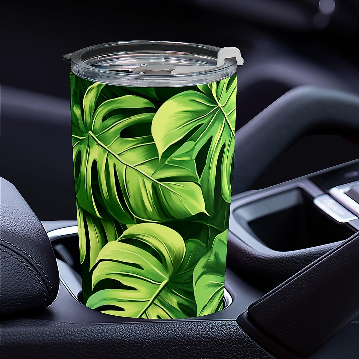 QWEUIOP 20oz Insulated Travel Coffee Mug Leaf Of Monstera Plant Stainless Steel Tumbler with Lid Double Wall Vacuum Coffee Cup For Hot and Cold Drinks14465