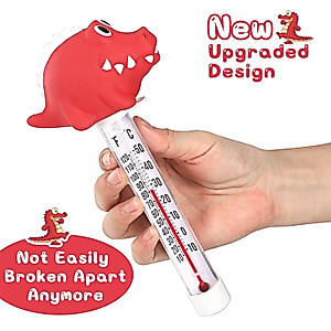 Floating Pool Thermometer, Large Display with String Easy to Read, Shatter Resistant, for Outdoor & Indoor Swimming Pools, Spas, Hot Tubs & Aquariums (Alligator)