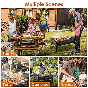 Folding Portable Barbecue Charcoal Grill, Stainless Steel Barbecue Desk Tabletop Outdoor Lightweight Smoker Grill for Outdoor Cooking Camping Hiking Picnics Beach Garden Grilling
