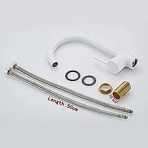 REPLYSAT Faucet White Kitchen Faucet High Copper Kitchen Faucet Single Handles 360 Rotate Mixer Deck Mounted Bath Faucet White