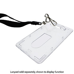 3 Pack - Slim Heavy Duty Badge Holders - Hard Plastic Clear Polycarbonate (Holds 1 Card) Rigid Top Load Single Card Case - Vertical Easy Access Thumb Slide Hole & UV Protection by Specialist ID