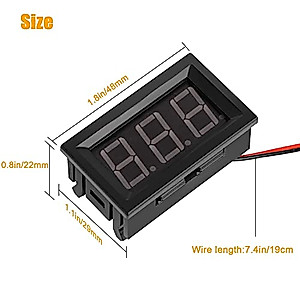 5 Pack DC 5~120V Digital Mini Voltmeter Tester Voltage Gauge, SUNJOYCO 0.56" LED Display Panel Motorcycle Battery Monitor, 2 Wire Calibratable DC Volt Meter, Blue