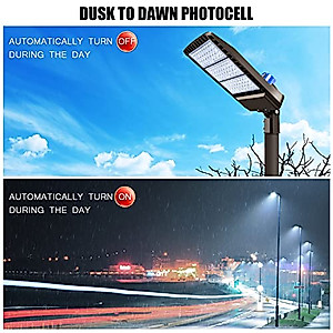 Juyace 300W LED Parking Lot Light Adjustable Slip Fitter Mount Dusk to Dawn 5000K 36000LM Outdoor Commercial Flood Light IP65 Waterproof Shoebox Area Light with Photocell (2 Pack)