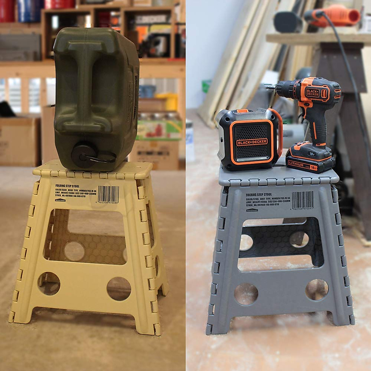 Whatnot FSS-M-SG Folding Chair, Step Stool, Gray, Width 15.4 x Depth 13.0 x Height 15.7 inches (39 x 33 x 40 cm)