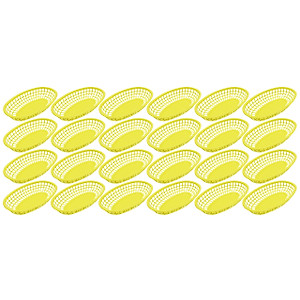 Set of 24 Red Oval Fast Food / Deli Baskets, 9.25 by 5.67-Inch, Red (24)