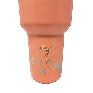 FTB Creative 40oz Custom Designed Wander Tumbler, Double Wall Stainless Steel, with Lid and Straw (Melon, Moutain Top)