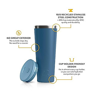 RTIC 28oz Everyday Tumbler Insulated Stainless Steel Portable Travel Coffee Cup with Straw, Spill-Resistant Lid, BPA-Free, Hot and Cold Drink, Ceramic Lining, Storm