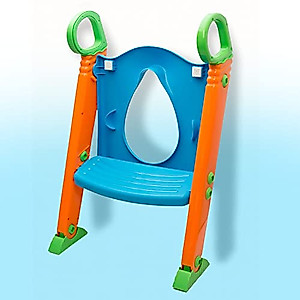 Alayna Potty Training Seat with Ladder & Upgraded Splashguard - Toilet Step Stool for Kids Toddlers w/Handles. Sturdy, Safe & Adjustable Height, Anti Slip Pads. Easy Fold Trainer for Boys Girls Baby
