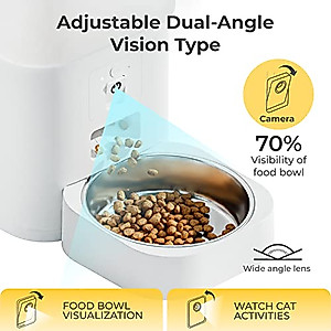 ABRCT Automatic Cat Feeders with Visible Food Bowl, 6L Camera Pet Dry Food Dispenser, Auto Notification of Pet's Meal Picture and Video Live, Easy APP-Controlled Timed Dog Feeder