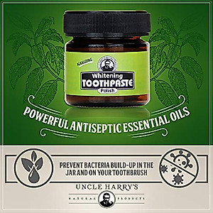 Uncle Harry's Spearmint Sensitive Teeth Whitening Toothpaste Polish | Natural SLS Free Toothpaste Freshens Breath & Promotes Enamel | Toothpaste Fluoride Free