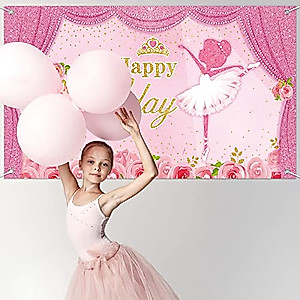 Tatuo Ballerina Birthday Party Decorations Photography Backdrops Ballet Girls Backdrop Supplies Dance for Baby Shower Supplies, Pink, 60x32 inches
