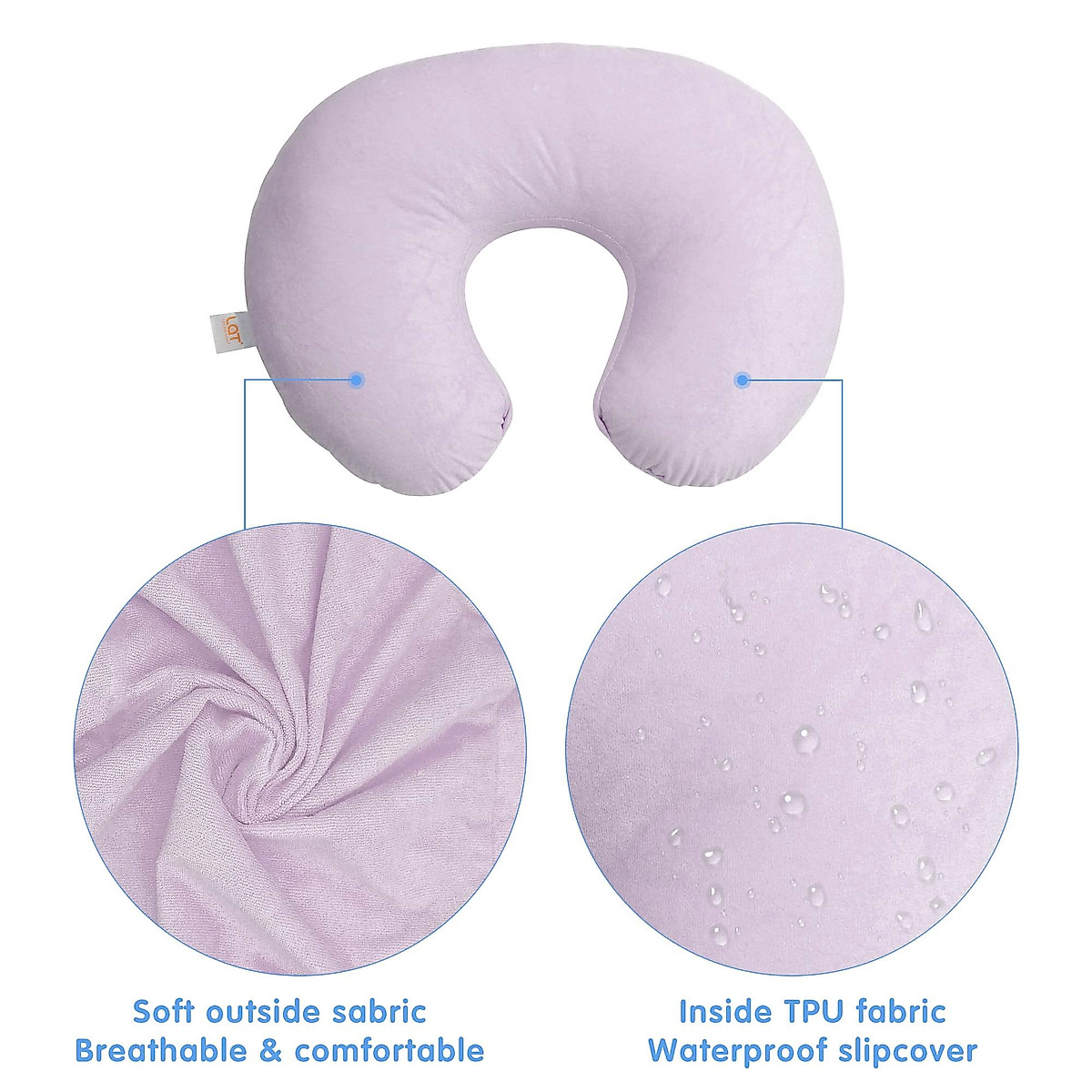 LAT Waterproof Nursing Pillow and Positioner, Breastfeeding Pillow for Mom,Newborn Infant Soft Cotton Feeding Cushion for Boys and Girls(Pink)