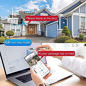 REIGY 3MP WiFi Security Camera System with Floodlight Without Hard Drive, 2K Outdoor Home Surveillance Set 8CH 5MP NVR + 4X 1296P IP Cam, 2-Way Audio Remote View Color Night Vision Motion Detection