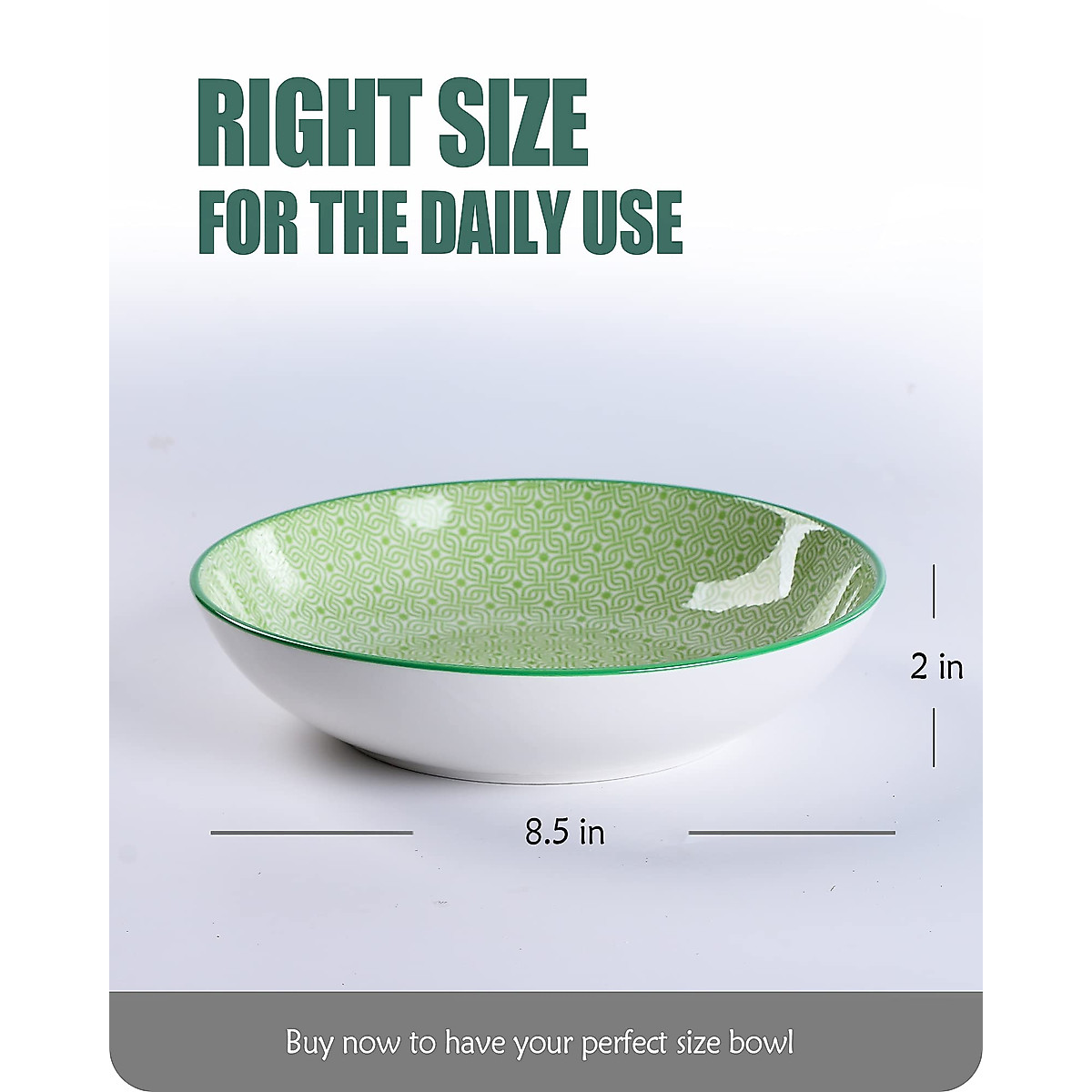 Large Pasta Bowls Set of 6 - Ceramic Salad Serving Bowls, Wide and Shallow 30 Ounce Deep Pasta Plates for Soup, Microwave and Dishwasher Safe