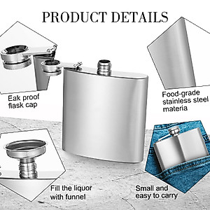 30 Pieces Hip Flasks Set Stainless Steel Liquor Flask with Funnel Metal Leak Proof Flask Pocket Whiskey Flasks for Men Women Bridesmaid Wedding Party Supplies (6 oz, Silver)