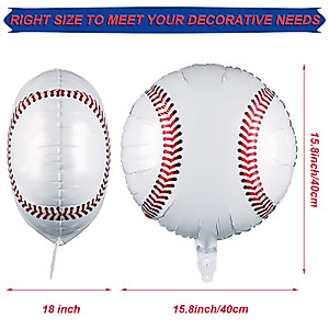 6 Pack 18 Inches Baseball Balloons Baseball Party Decorations Foil Balloons for Baseball Themed Party Supplies Summer Birthday Sports Party Favors Baby Shower Decoration