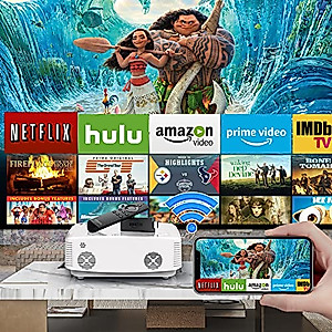 TMY Mini WiFi Projector 8500 Lumen, 1080P FHD Supported Portable Outdoor Movie Projector Synchronize Smartphone Screen, Compatible with iOS/Android/PC/TV Stick, HDMI USB AV TF, Indoor & Outdoor Use