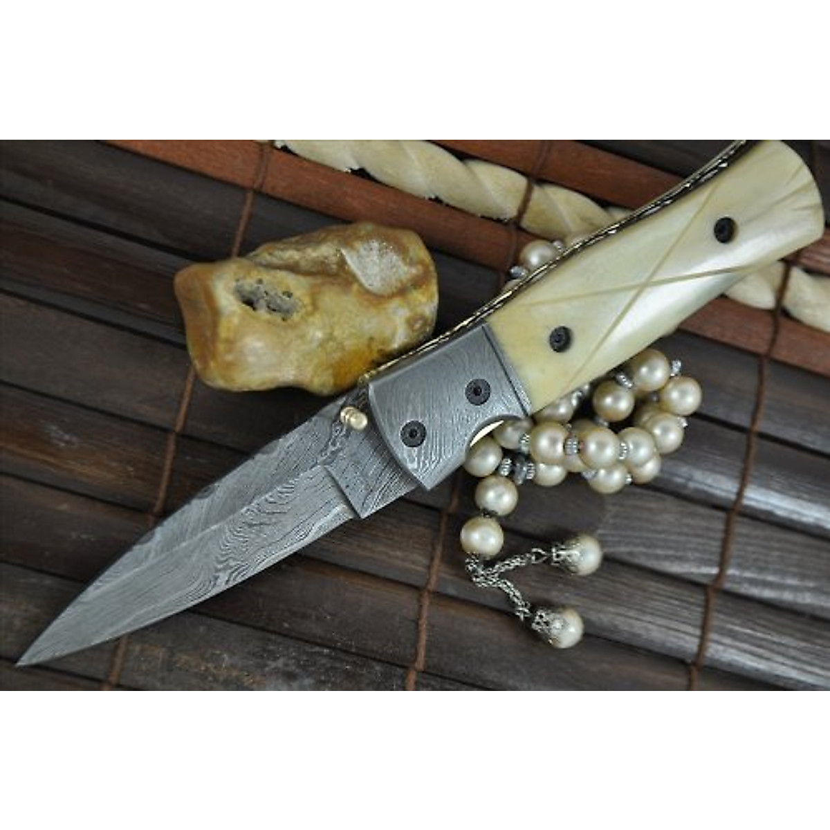 Perkin Knives - Handcrafted Damascus Hunting Knife - Folding Knife