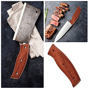 Zerodeko Kitchen Knife Replacement Handle Wooden Knife Repair Handle Cutter Grip Handle Knife Replacement Accessories Parts with Nuts for Home Dark Red