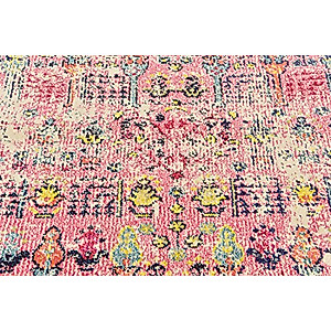 Unique Loom Monterey Collection Vintage Bohemian Inspired with Distressed Tribal Design Area Rug (5' 0 x 8' 0 Rectangular, Pink/ Yellow)