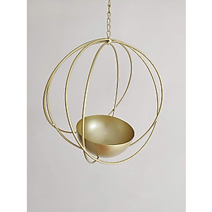 RISEON Boho Gold Metal Plant Hanger,Metal Geometric Hanging Planter, Modern Planter, Mid Century Air Plant Holder Stand, Minimalist Planter for Indoor Outdoor Home Wedding Decor