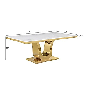 Best Quality Furniture D13-DT Dining Table, White/Gold