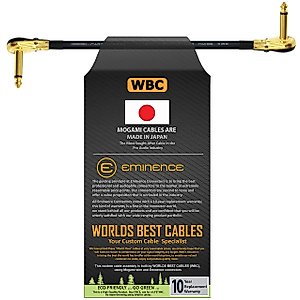 WORLDS BEST CABLES 18 Inch - S-Shaped Pedal, Effects, Patch, Instrument Cable Custom Made Made Using Mogami 2524 Wire and Eminence Gold Plated (6.35mm) R/A Pancake Type Connectors