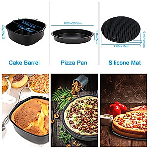 Square Air Fryer Accessories, 8 Inch XL Set of 19 Pcs Deep Fryer Accessories, for Philips Cosori Ninja Gowise Gourmia Air Fryer, fit 3.8Qt or Larger Air Fryer, with Disposable Parchment Paper Liners