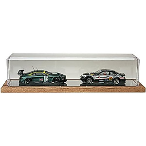Pioneer Plastics 633CDWOOD Clear Plastic Display Case for 1:64 Scale Trucks with Wood Base (Mirrored),15.625" W x 3.5" D x 3" H