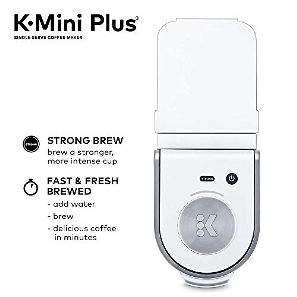 Keurig K-Mini Plus Coffee Maker, Single Serve K-Cup Pod Coffee Brewer, Comes With 6 to 12 oz. Brew Size, K-Cup Pod Storage, and Travel Mug Friendly, White (Renewed)