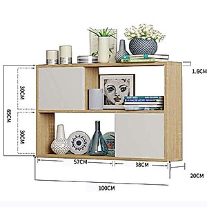 PIBM Stylish Simplicity Shelf Wall Mounted Floating Rack Shelves Solid Wood with Door Bookshelf Show Bearing Strong Living Room Bedroom - 4 Colors, b , 80x20x65cm