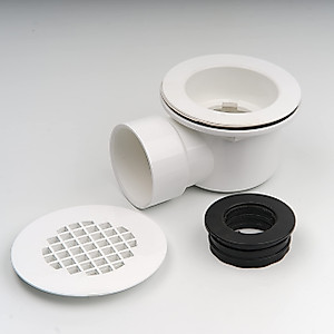 2" Low Profile Shower Drain with 2" x 1-1/2" Reducer Pipe Fitting and Perforated Strainer- PVC Side Outlet Drain Assembly for Replacement Shower Base and Drain