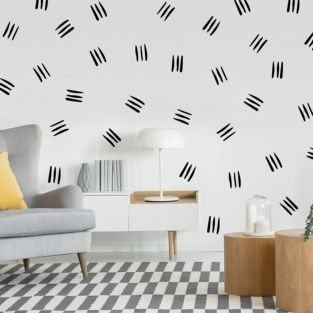 192 Pieces Boho Line Wall Decals Modern Abstract Decor Sticker Removable Peel and Stick Striped Wallpaper Black Stripes Art Wall Vinyl for Urban Minimalist Bedroom Office Nursery Home Decoration