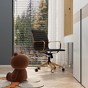 Hioryllks Black Gold Office Chair Black Gold Office Desk Chair Modern Office Chair Ergonomic Cute Desk Chair (3011 Gold Black)