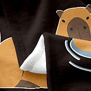 jejeloiu Capybara Flannel Fleece Throw Blanket for Sofa Couch Girls Boys Kids - 40"x50" Animals Lovers All Season Bed Blanket - Cutes Fuzzy Kawaii Black Plush