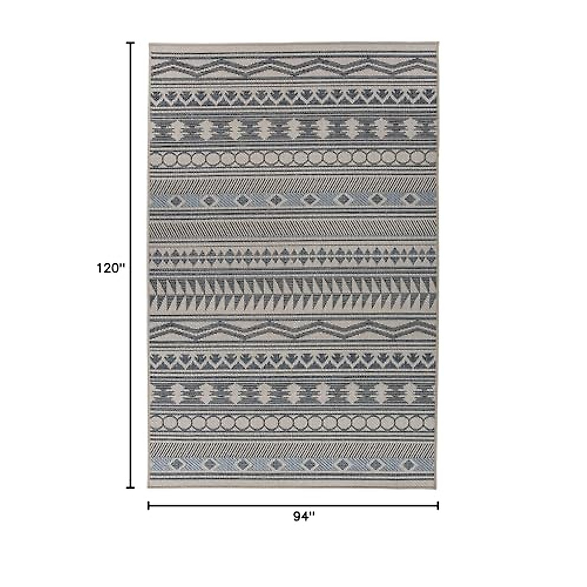 Rugshop Bohemian Design Area Rug for Patio Rugs,Deck Rugs,Balcony Rugs Indoor/Outdoor Area Rug 7'10" x 10' Cream
