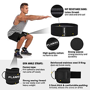 Plan4U Barbell Pad Set for Squat Hip Thrusts Upgraded Workout Foam Weight Lifting Bar Cushion Shoulder Neck Support with Anti-slip Grain, Fits Standard Olympic Bars and Smith Machine, 2 Gym Ankle