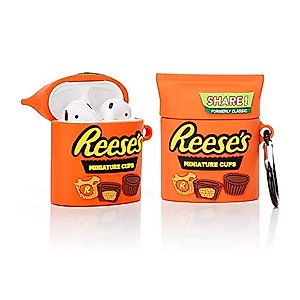 Silicone Case for Airpods, YLFYSF 3D Cartoon Funny Cute Cover Compatible for Airpods 1 and 2 (Snacks Series 1) (Peanut Milk Chocolate)