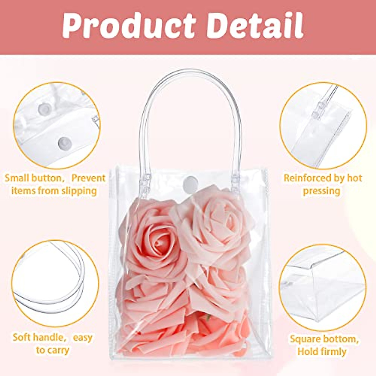 20 Pieces Clear PVC Gift Bags with Handles 5.9 x 5.1 x 2.76 Inch Transparent Gift Bags Plastic Reusable Gift Bag Shopping Wedding Clear Goodie Bags Clear Candy Bags Totes for School Birthday Party
