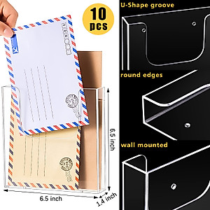 10 Pcs Brochure Holder 6.4 x 6.5 Inches Acrylic Flyer Holder Wall Mounted Magazine Holder Clear Document Holder Plastic Hanging Mail Holder for Wall Hanging Brochure Display for Office Class Supplies
