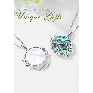 INFUSEU Abalone Moon Star Necklace Sterling Silver Pendant Women Space Planet Celestial Jewelry for Teen Teenager Universe Galaxy Cute Graduation Gifts Astronomy Lovers