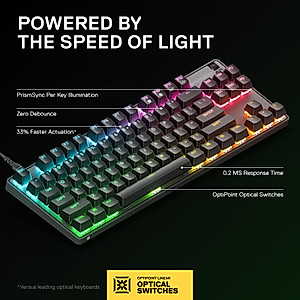 SteelSeries New Apex 9 Mini TKL, HotSwap Optical Mini Gaming Keyboard, 60 Percent Compact Design, Optical Switches, RGB, Double Shot PBT Keycap, Wired Keyboards for Computer PC Gaming (Renewed)