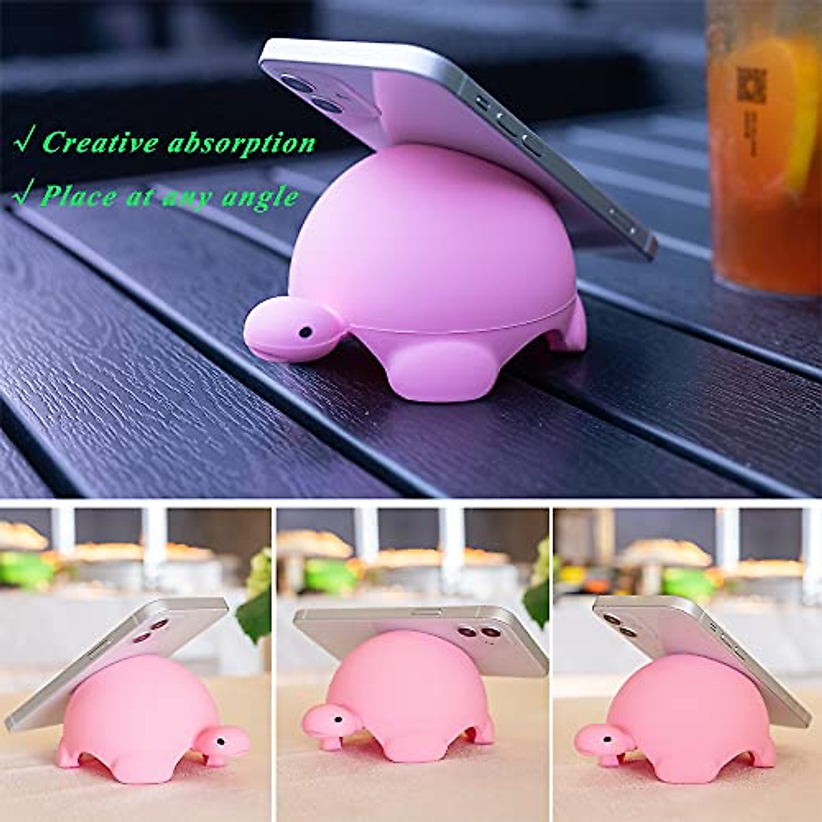 Cute Phone Stand for Desk, Soft Silicone Desktop Phone Holder iPhone Stand - Creative & Fun Design - Put from Any Angle, Animal Cell Phone Stand Suitable for All Smartphones (Pink)