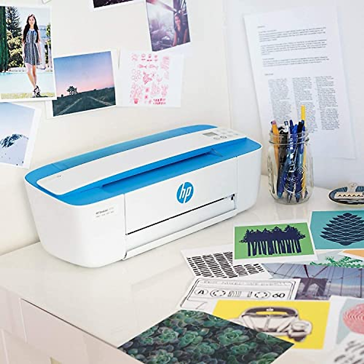 HP DeskJet Wireless Color Inkjet Printer All-in-One with LCD Display - Print Scan Copy and Mobile Printing Ultra Compact NeeGo 6 ft Printer Cable, Blue