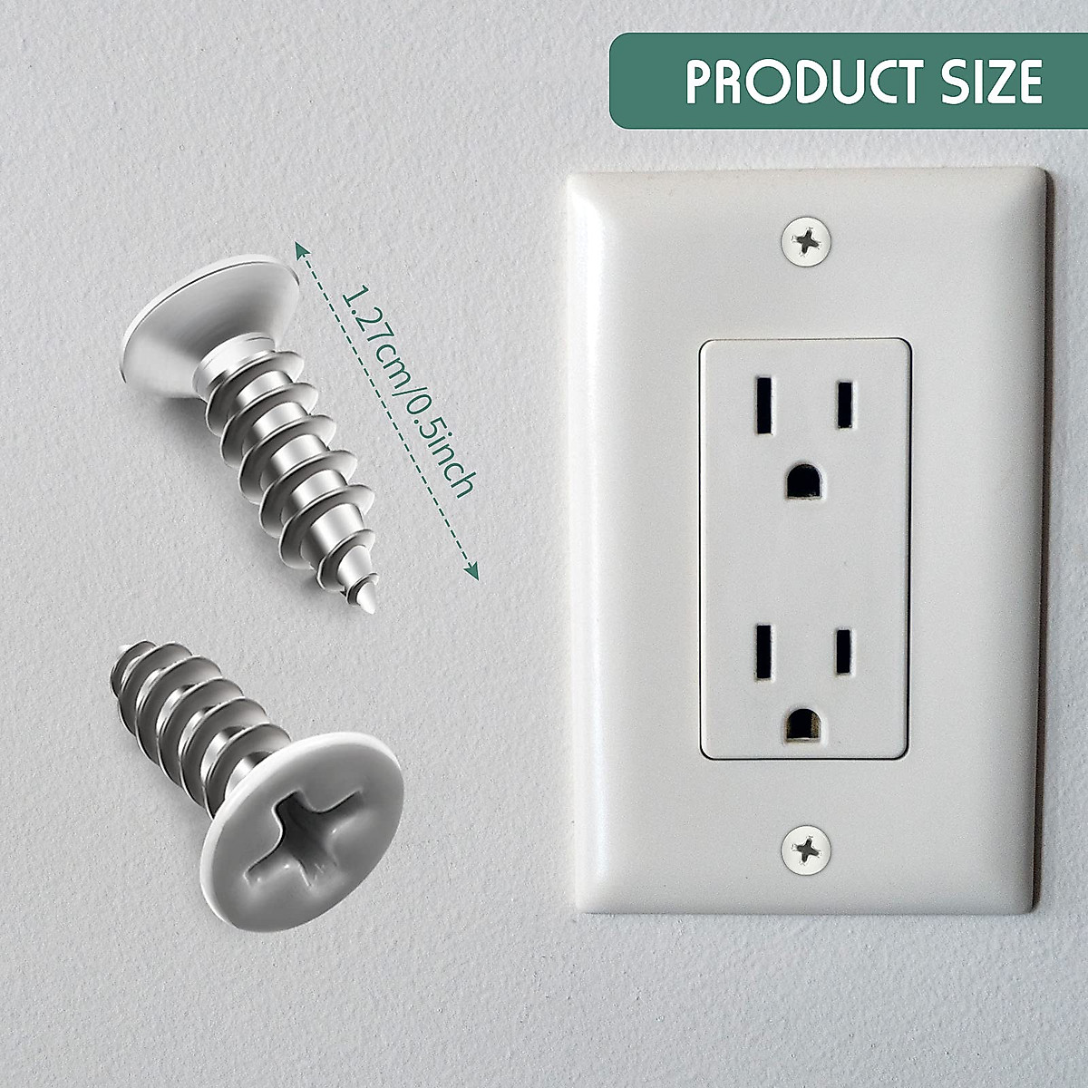 100 Pieces #8 White Screws Wall Plate Screws Painted Antique White Coated Stainless Flat Head Self-Tapping Screw for Wall Plates Switch Covers Replacement Outlet Light Switch Plate (32 x 0.5 Inch)