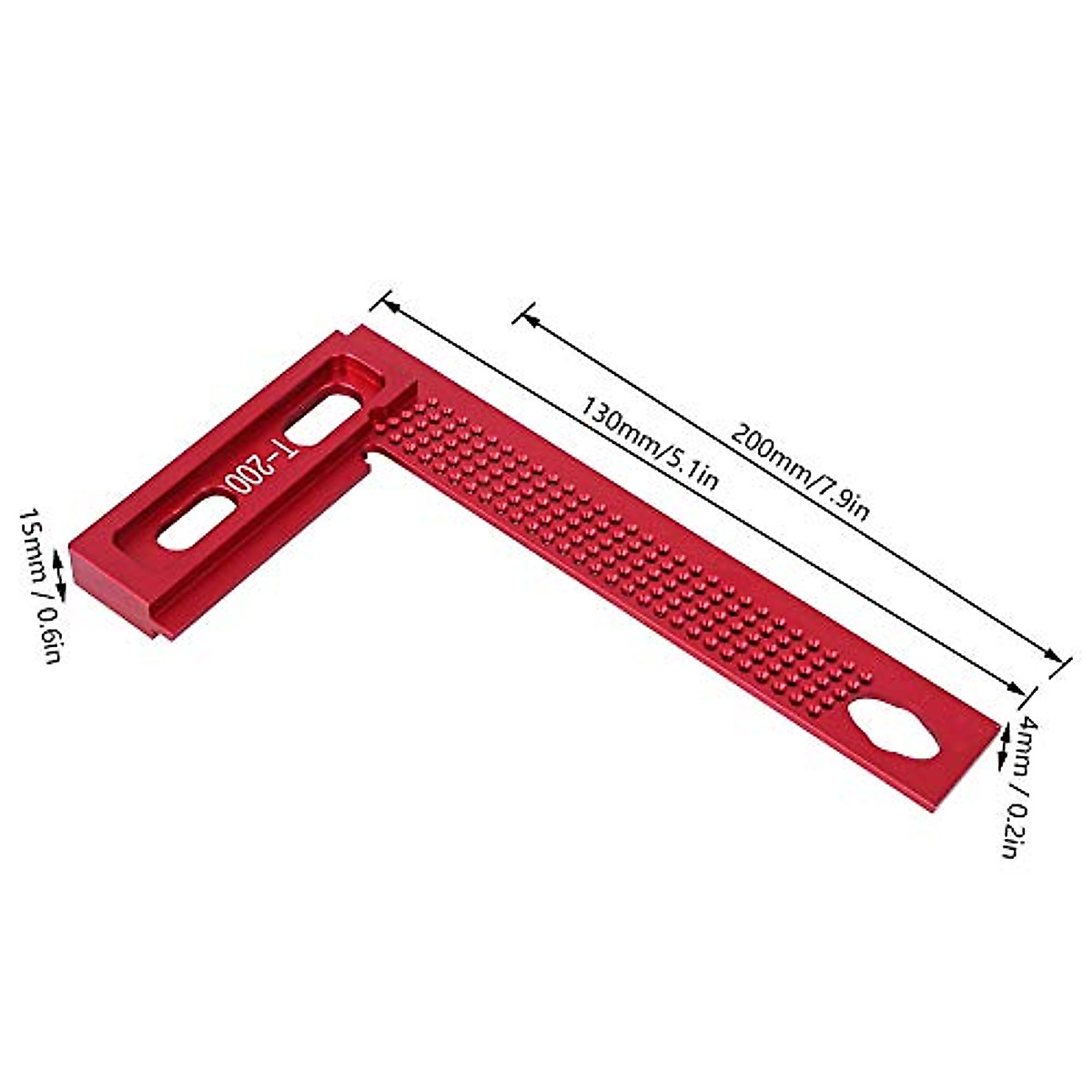 T-200 Woodworking Ruler L Square Ruler Aluminum Alloy Hole Ruler Measuring Tool Wear-Resistant Rust-Proof Portable Crossed-Out Tool Carpenter Scriber Marking Tool