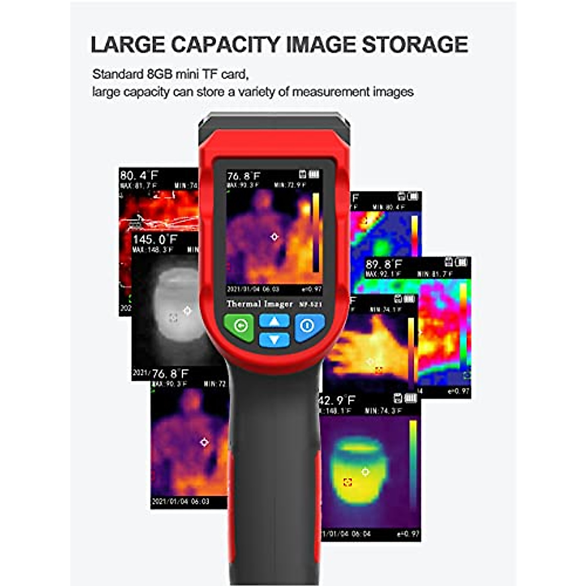 NOYAFA Industrial Thermal Imaging Device NF-521, 24 * 24 Pixels Resolution 16 GB Memory Card Thermal Imaging Camera with 2.4 Inch TFT LCD Display