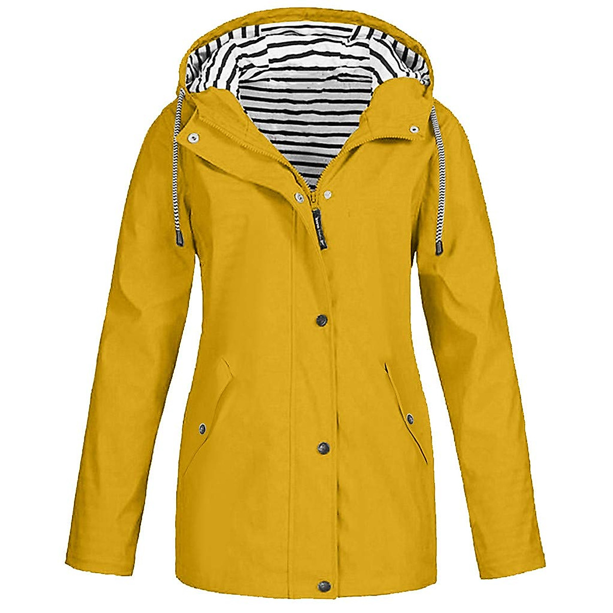 CapsA Women Womens Rain Jacket Outdoor Plus Jackets Waterproof Hooded Raincoat Windbreaker Striped Climbing Hiking Trench Coats